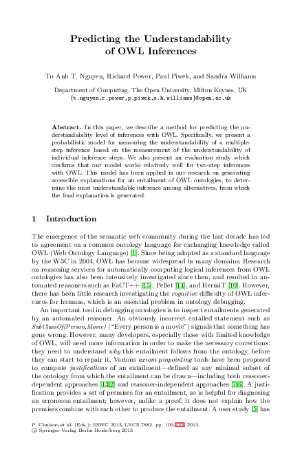 (PDF) Predicting the Understandability of OWL Inferences | Sandra Williams - Academia.edu