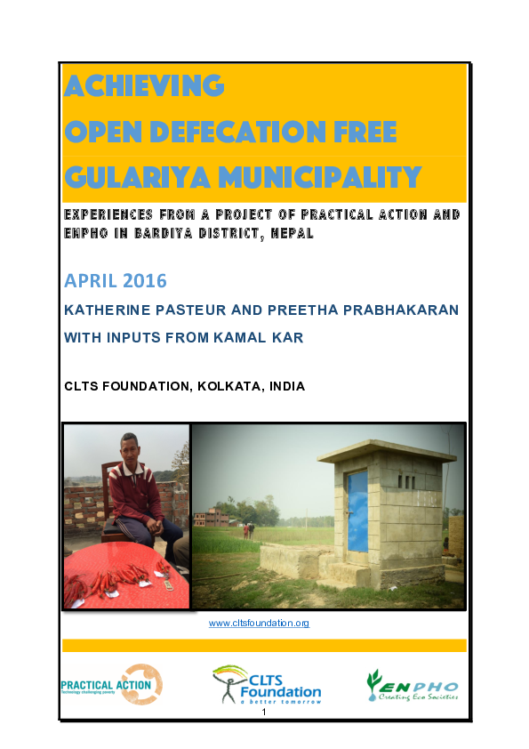 (PDF) Achieving open defecation free Gulariya Municipality in Nepal