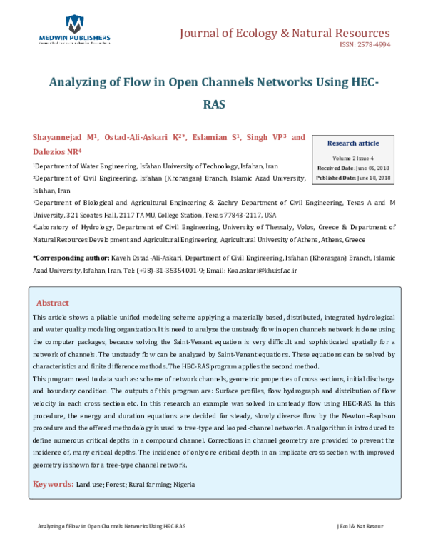 (PDF) Analyzing of Flow in Open Channels Networks Using HEC-RAS. J ....pdf