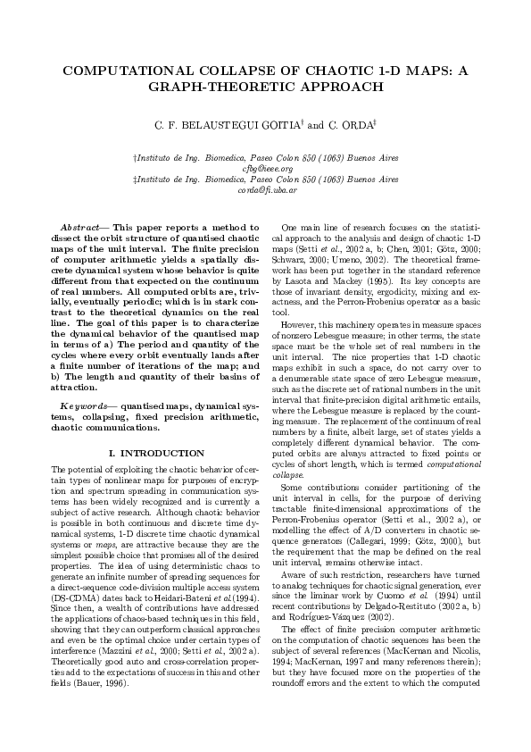Pdf Computational Collapse Of Chaotic 1 D Maps A Graph Theoretic Approach