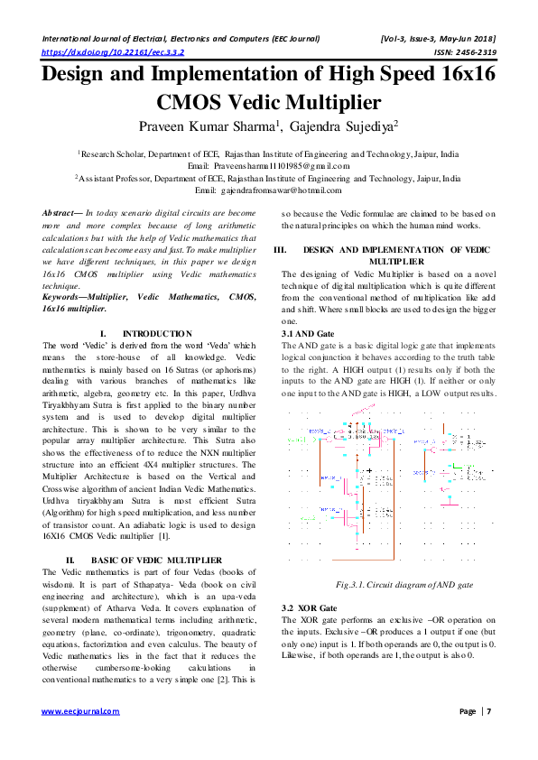 (PDF) Design and Implementation of High Speed 16x16 CMOS Vedic Multiplier