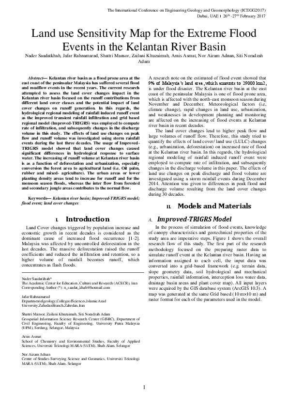 (PDF) Land use Sensitivity Map for the Extreme Flood Events in the ...