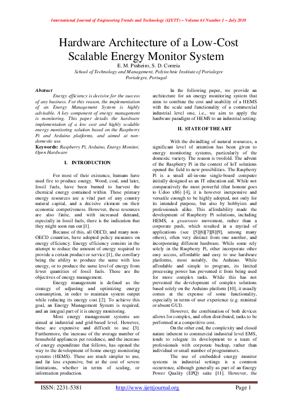 Pdf Hardware Architecture Of A Low Cost Scalable Energy Monitor
