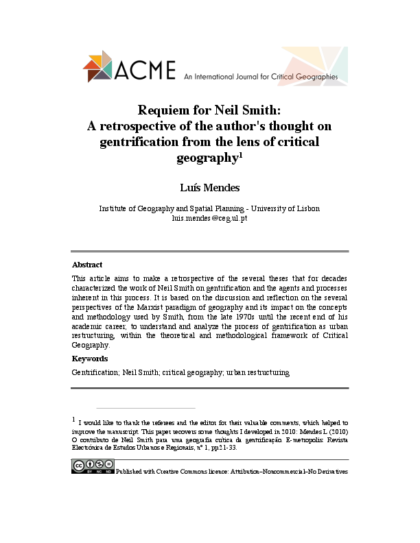 (PDF) Mendes, L. (2018) – “Requiem for Neil Smith: A retrospective of ...