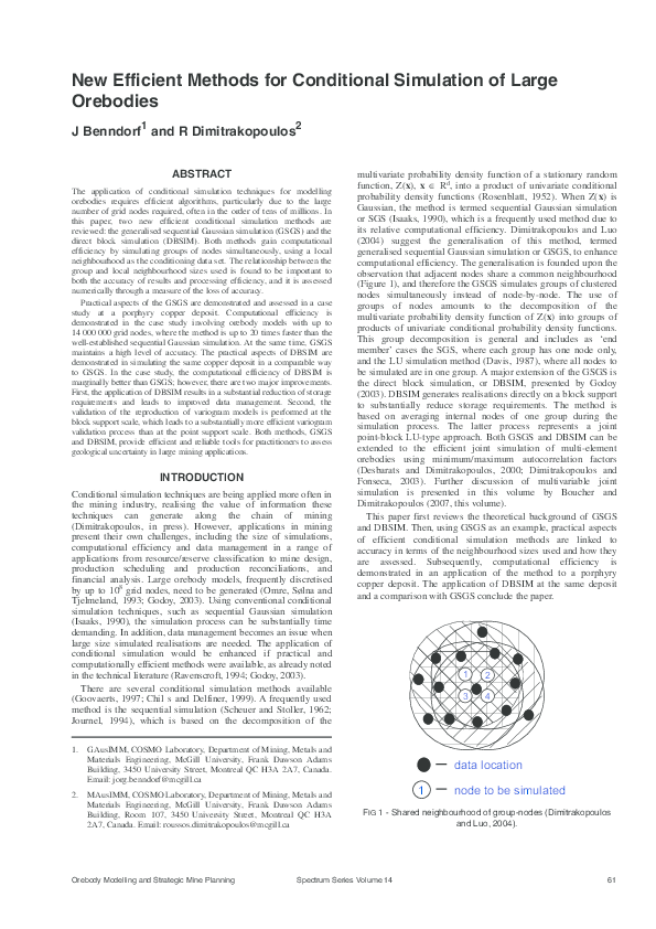 (PDF) New Efficient Methods for Conditional Simulation of Large Orebodies