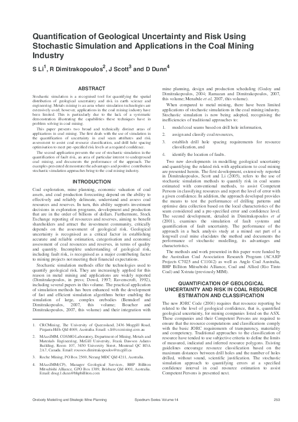 (PDF) Quantification of Geological Uncertainty and Risk Using Stochastic Simulation and ...
