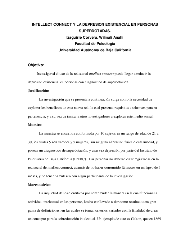 (PDF) INTELLECT CONNECT Y LA DEPRESION EXISTENCIAL EN PERSONAS