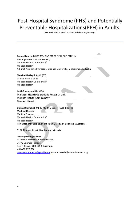 (DOC) Patterns of Health Concerns Before and After Hospital Admission
