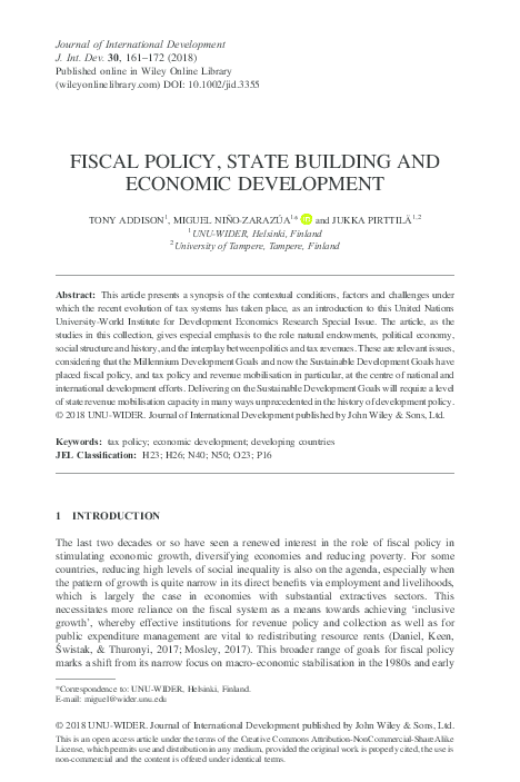(PDF) FISCAL POLICY, STATE BUILDING AND ECONOMIC DEVELOPMENT