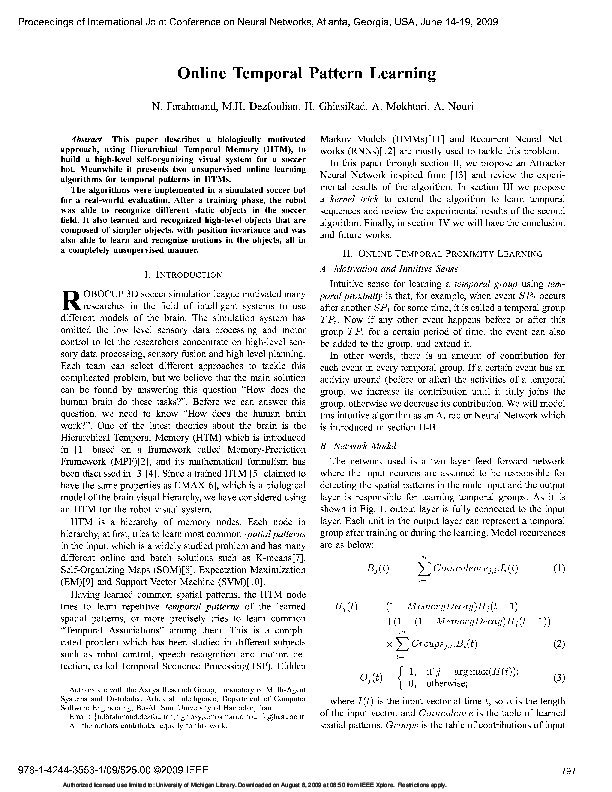 (PDF) Online Temporal Pattern Learning
