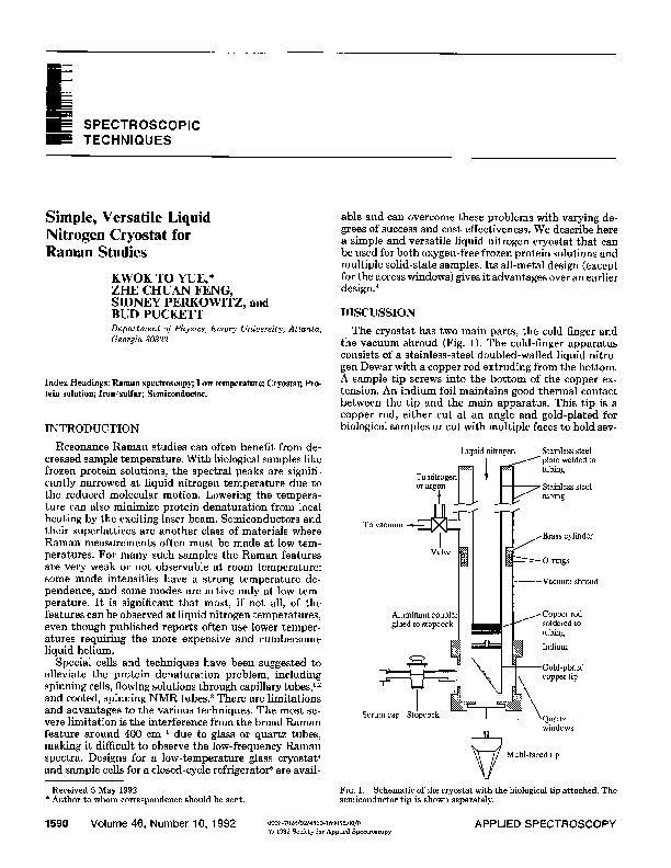 (PDF) Simple, Versatile Liquid Nitrogen Cryostat for Raman Studies