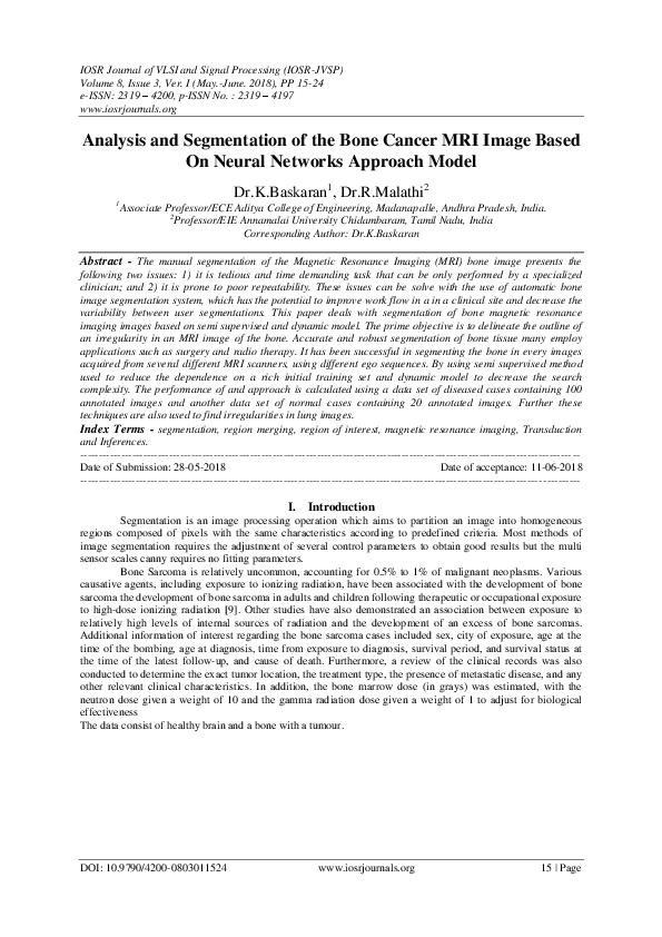 (PDF) Analysis and Segmentation of the Bone Cancer MRI Image Based On ...