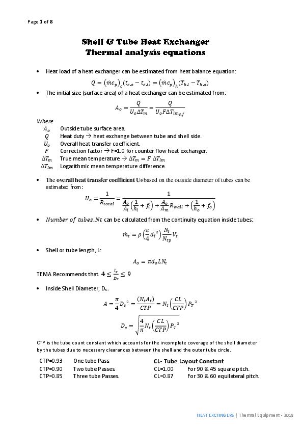 (PDF) Shell and tube HEX correlations