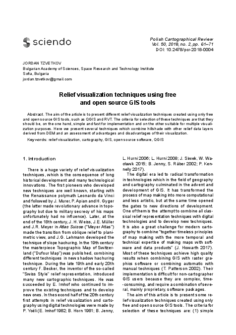 (PDF) Relief visualization techniques using free and open source GIS tools