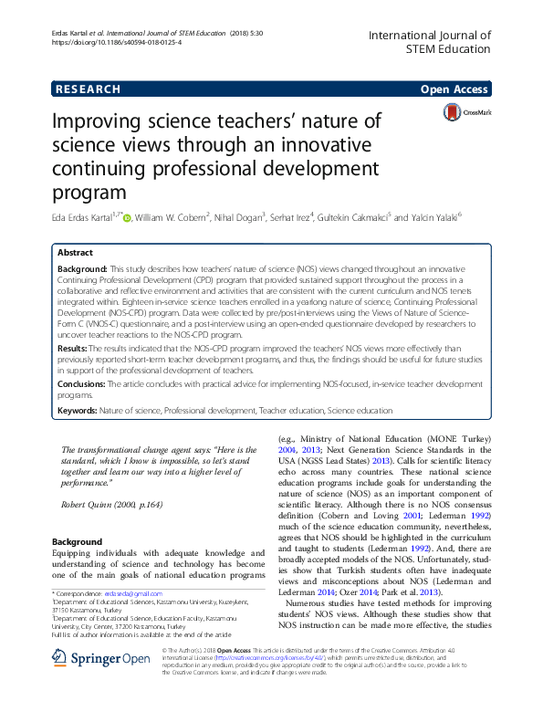 (PDF) Improving science teachers' nature of science views through an ...