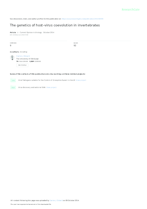 (PDF) The genetics of host-virus coevolution in invertebrates