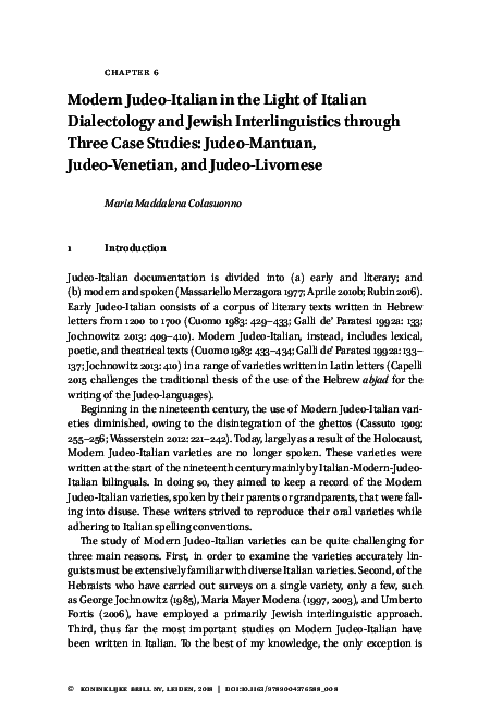 (PDF) Modern Judeo-Italian in the Light of Italian Dialectology and ...