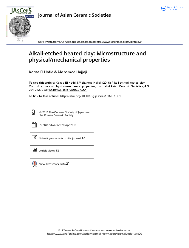 (PDF) Alkali-etched heated clay: Microstructure and physical/mechanical properties