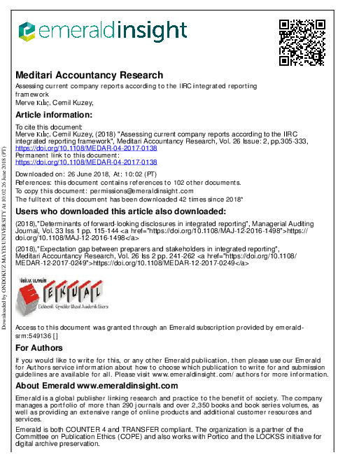 (PDF) Assessing current company reports according to the IIRC ...