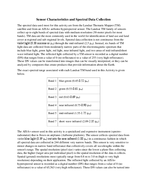 (PDF) 5_Sensor Characteristics and Spectral Data Collection | Danny M ...