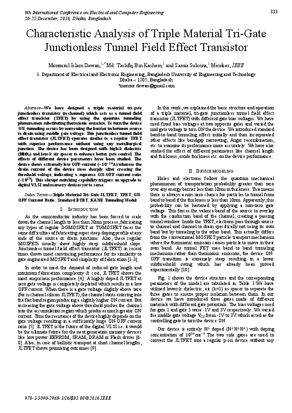 (PDF) Characteristic Analysis of Triple Material Tri-Gate Junctionless ...