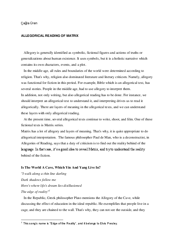 (DOC) ALLEGORICAL READING OF MATRIX