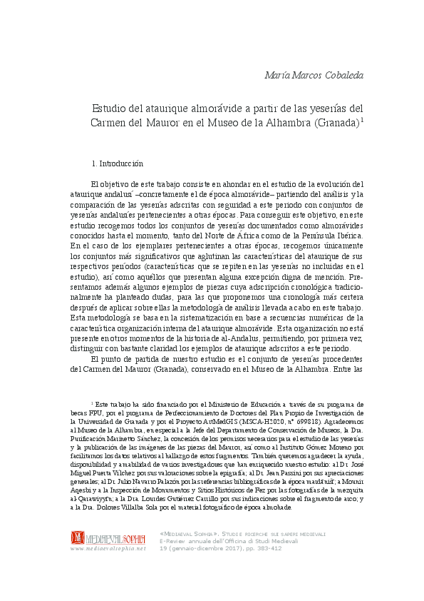 (PDF) Estudio del ataurique almorávide a partir de las yeserías del ...