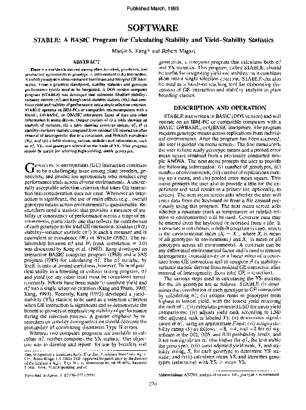 (PDF) STABLE: A BASIC Program for Calculating Stability and Yield ...