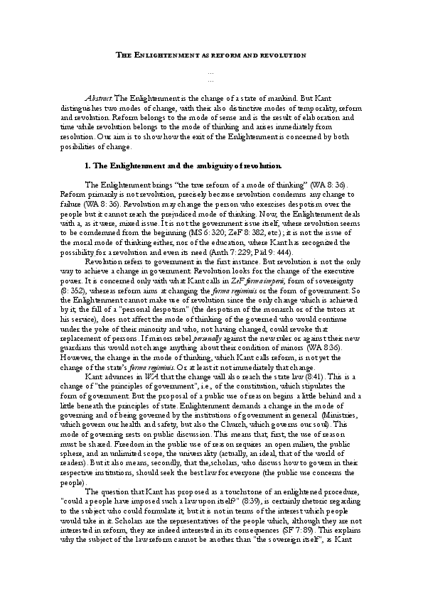 (PDF) THE ENLIGHTENMENT AS REFORM AND REVOLUTION