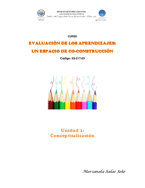 (PDF) EVALUACIÓN DE LOS APRENDIZAJES: Unidad 1: Conceptualización