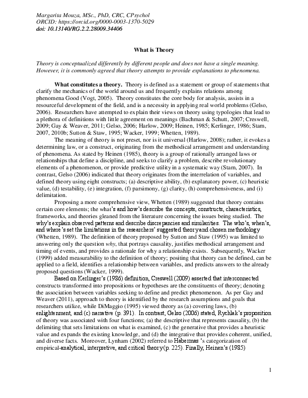 (PDF) WHAT IS THEORY | MARGARITA MOUZA - Academia.edu
