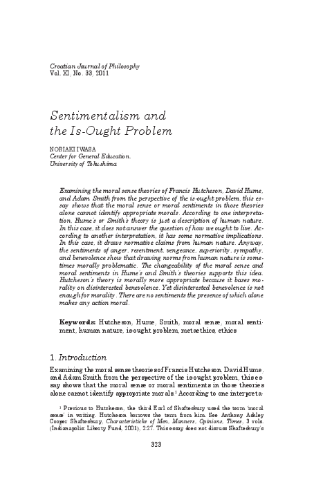 (PDF) Sentimentalism and the Is-Ought Problem