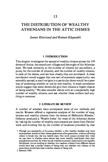 (PDF) The Distribution of Wealthy Athenians in the Attic Demes (with R ...