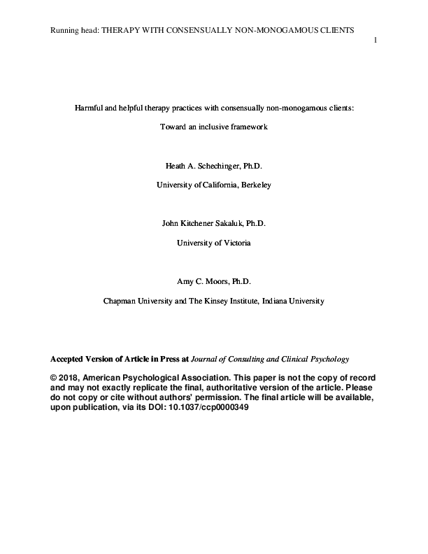 (PDF) Harmful and helpful therapy practices with consensually non ...