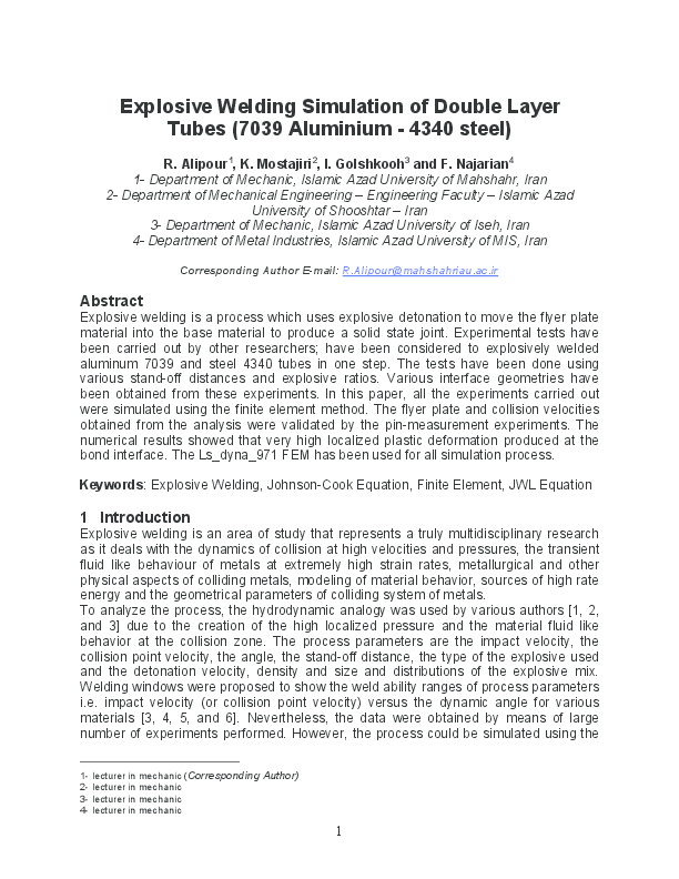 (PDF) Explosive Welding Simulation of Double Layer.pdf