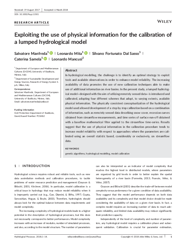 (PDF) Exploiting the use of physical information for the calibration of ...