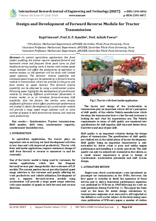 (PDF) IRJET- Design and Development of Forward Reverse Module for ...