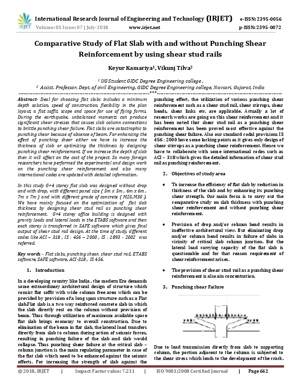 (PDF) IRJET- Comparative Study of Flat Slab with and without Punching ...