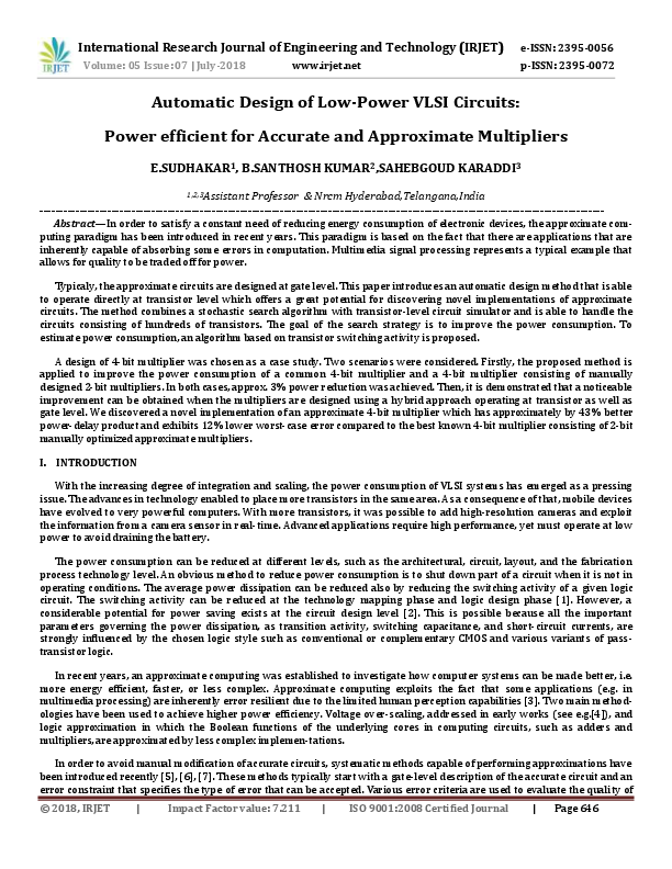 Pdf Automatic Design Of Low Power Vlsi Circuits Power Efficient For
