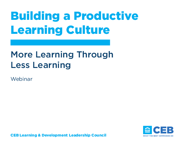 (PDF) Building a Productive Learning Culture More Learning Through Less ...