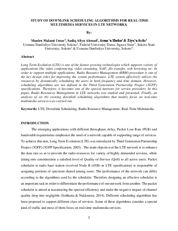 (PDF) STUDY OF DOWNLINK SCHEDULING ALGORITHMS FOR REAL-TIME MULTIMEDIA SERVICES IN LTE NETWORKS.