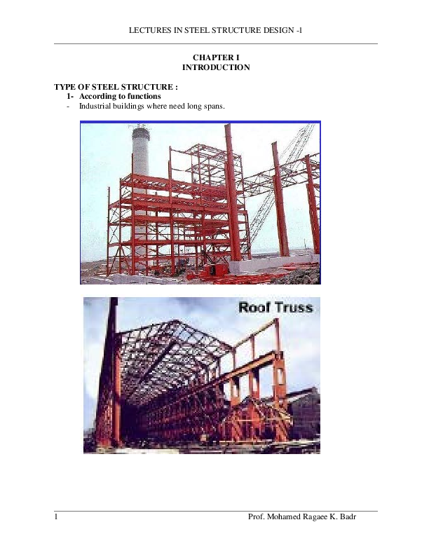 (PDF) LECTURES IN STEEL STRUCTURE DESIGN -1