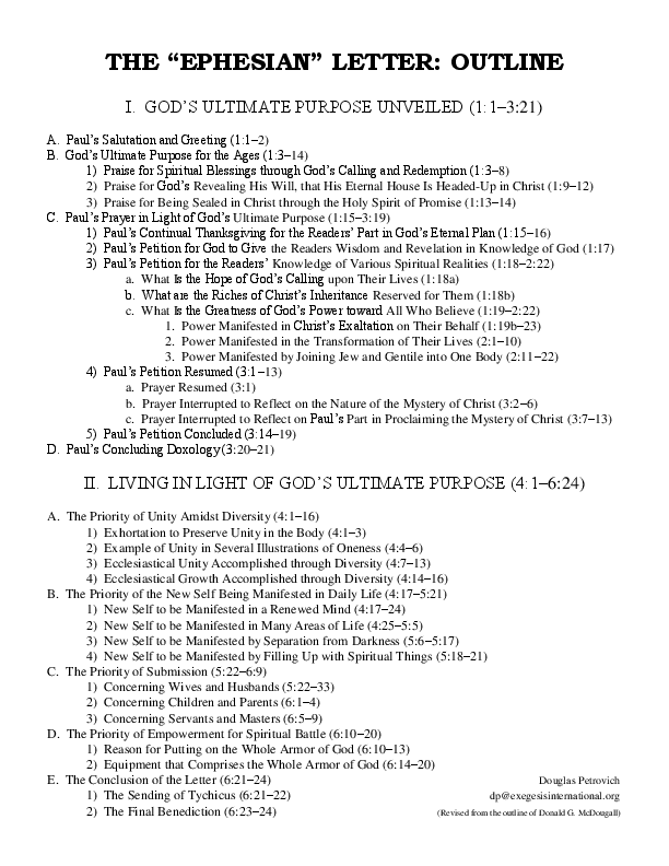 (PDF) The "Ephesian" Letter - Petrovich Outline