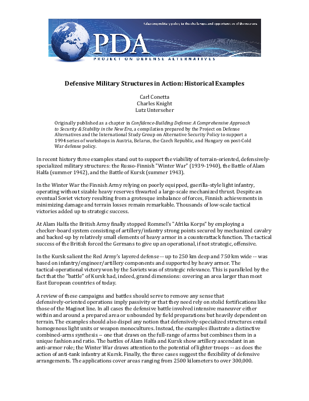 (PDF) Defensive Military Structures in Action: Historical Examples