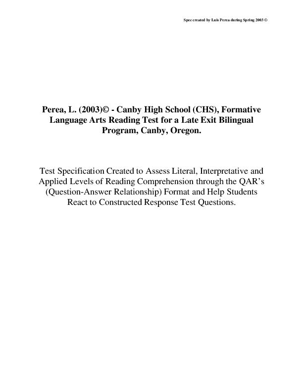 (PDF) SAMPLE READING LANGUAGE TEST SPECIFICATION created by Luis Perea ...
