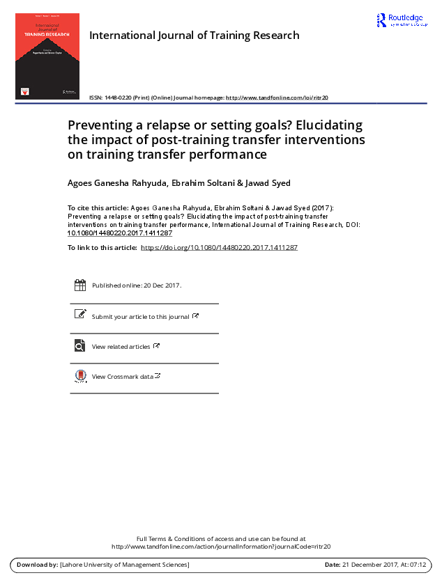 (PDF) Preventing a relapse or setting goals? Elucidating the impact of ...