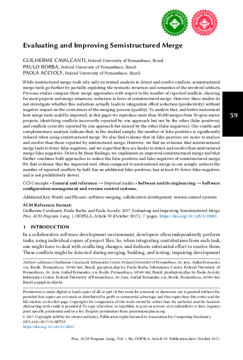(PDF) Evaluating and Improving Semistructured Merge