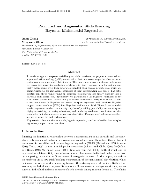 Pdf Permuted And Augmented Stick Breaking Bayesian Multinomial Regression