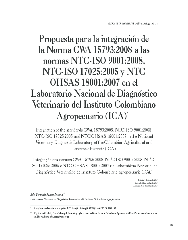 (PDF) Propuesta para la integración de la Norma CWA 15793:2008 a las ...