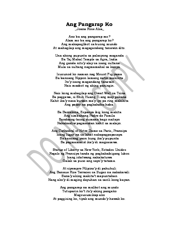 (DOC) ''Ang Pangarap Ko'' Poem.docx